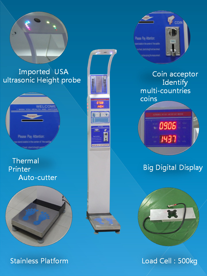 Bmi Analysis Digital Height And Weight Scale Coin Operated 1 Year Warranty